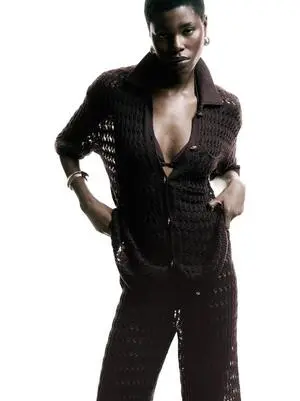 H&m Crochet-look Cotton Cardigan - Dark Brown