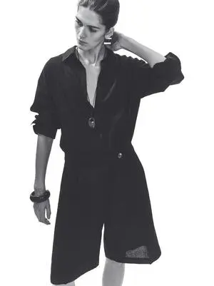 H&m Linen-blend Bermuda Shorts - Black