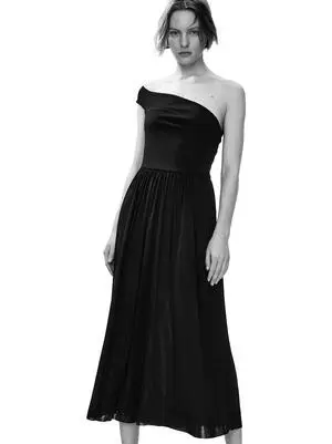 H&m Off-the-shoulder Jersey Midi Dress - Black