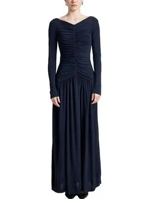 LA LIGNE Rosalie Maxi Dress With Ruching - Midnight