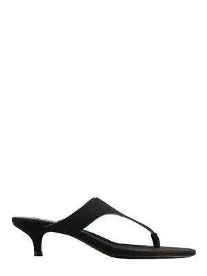 H&m Kitten Heel Thong Sandals With Oblique Toe - Black