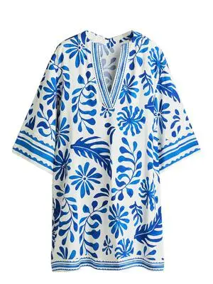 H&m Viscose Tunic Dress - Blue/patterned