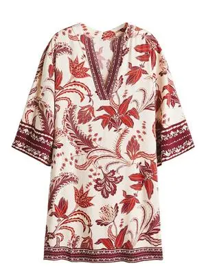H&m Viscose Tunic Dress - Light Beige/patterned