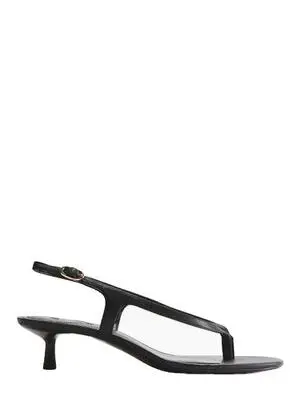 H&m Kitten-heeled Sandals With Square Toe And Adjustable Ankle Strap - Black