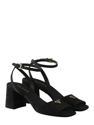 Prada Suede Ankle Strap Sandals - Black