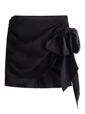 H&m Draped Wrap Mini Skirt - Black