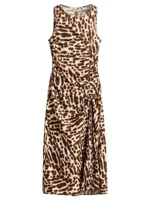H&m Drawstring Detail Satin Dress - Dark Brown/patterned