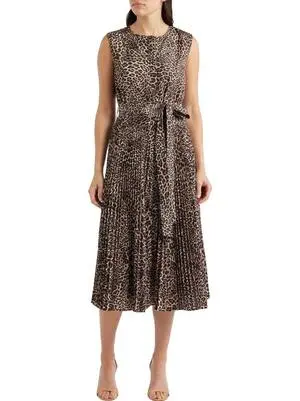 Kobi Halperin Stella Leopard Print Midi Dress - Natural Multi