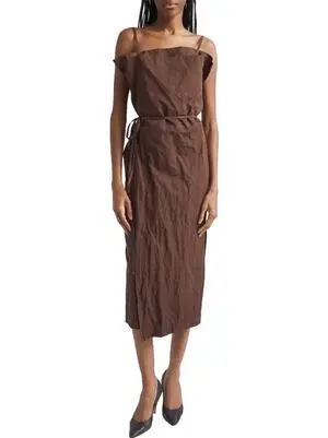 Ossou Shore Apron Wrap Midi Dress - Cedar