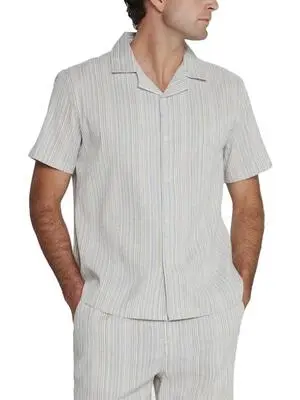 7 Diamonds The Verve Striped Camp Shirt - Blue