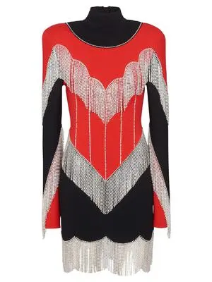 Balmain Fringed Knit Dress - Multicolor