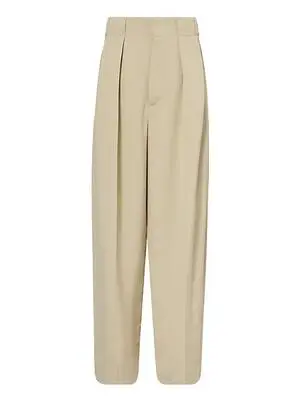 Victoria Beckham Pleated Tailored Woven Trousers - Antartic Grey