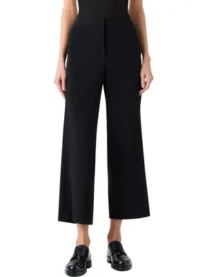 Akris Marlon Laser Cut Crepe Crop Wide Leg Pants - Black