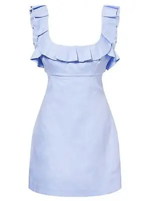 Zimmermann Indira Ruffled Cotton Mini Dress - Sky