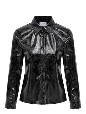 ATS THE LABEL Ats The Label Crocodile-Embossed Faux Leather Shirt