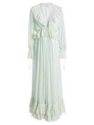 Chloé Ruffled Georgette Maxi Dress - Grey