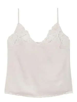 REISS Lace-detail Satin Cami Top - Neutral