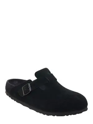 BIRKENSTOCK Boston Suede Leather Clogs - Black