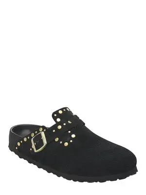 BIRKENSTOCK Boston Rivet Suede Leather Clogs - Black