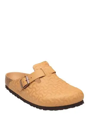 BIRKENSTOCK Boston Natural Leather Embossed Clogs Nature