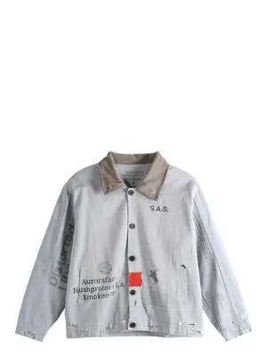 SAITOS Patchwork Distressed Jacket - Grey