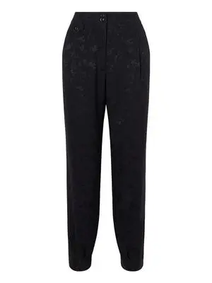 Maison Mayle Gaucha Floral-jacquard Silk Tapered Pants - Black