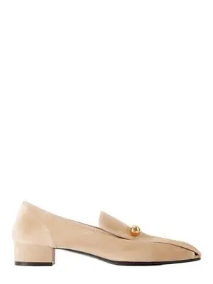 HERBERT LEVINE Showtime Suede Loafers With Block Heels - Neutrals