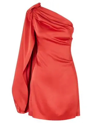 Stella McCartney One-shoulder Draped Satin Mini Dress - Red
