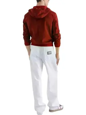 Dolce & Gabbana Suede Hooded Jacket With Knit Details - Red