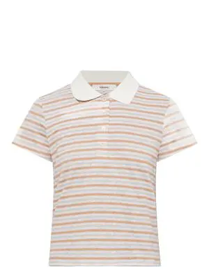 FRAME Striped Linen Polo Shirt - Multicolour