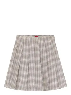 Hugo Pleated Micro Check Mini Skirt - Patterned