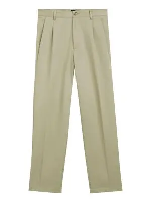 BOSS BOSS Relaxed-Fit Cotton Twill Pants With Twin Front Pleats