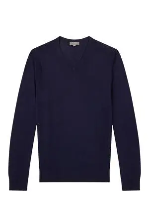 N.peal Conduit Cashmere And Silk-blend V-neck Sweater - Blue