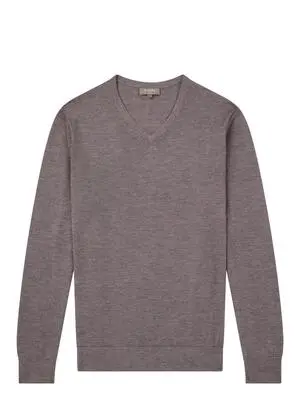 N.peal Conduit Cashmere And Silk-blend V-neck Sweater - Brown