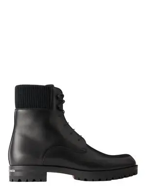 CHRISTIAN LOUBOUTIN Trapman Leather Lace-up Boots - Black