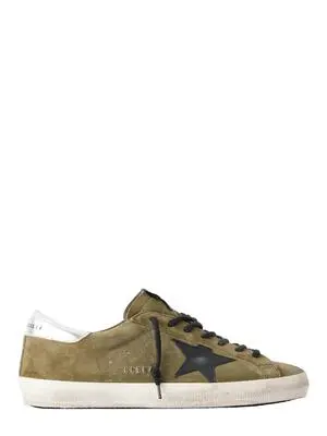 GOLDEN GOOSE Golden Goose Super-Star Distressed Suede Sneakers Green