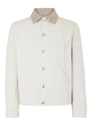 Brunello Cucinelli Leather-trimmed Denim Jacket - Neutrals