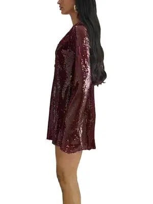 MOOS STUDIO Sequin-embellished Ring Detail Mini Dress - Red