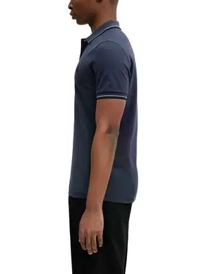 Fred Perry Contrast-trim Logo Polo Shirt - Blue