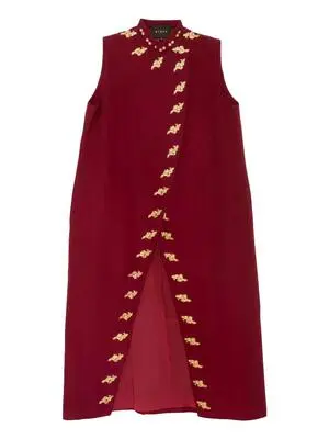 Biyan Embellished Gabardine Vest Coat - Red