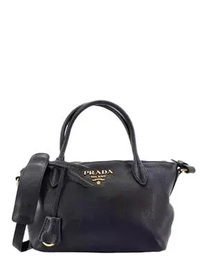 Prada Dual Strap Zip Tote - Black