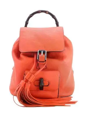 Gucci Bamboo Tassel Leather Mini Backpack - Orange