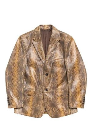 StÜssy Leather Blazer Jacket With Print - Snake