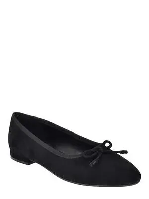 Calvin Klein Cyrie Suede Ballet Flats With Bow Detailing - Black