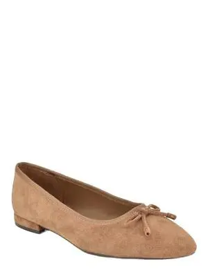 CALVIN KLEIN Calvin Klein Cyrie Suede Ballet Flats With Bow Detailing