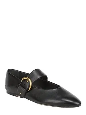 Franco Sarto Reeva Mary Jane Flat With Gold Tone Buckle - Black