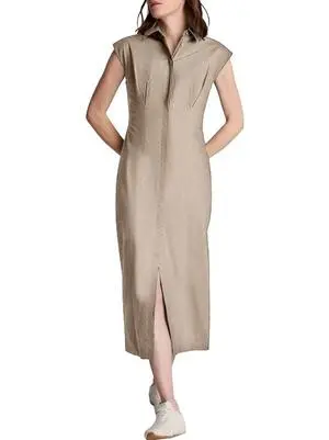 KENNETH COLE Pleated Maxi Shirtdress - Burlap
