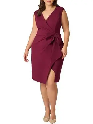 Adrianna Papell Sleeveless Bow Crepe Sheath Dress - Cabernet