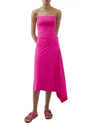 Mango Asymmetric Midi Skirt - Fuchsia