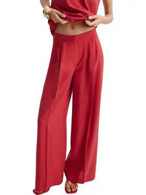 Mango Pleated Wide Leg Pants - Red